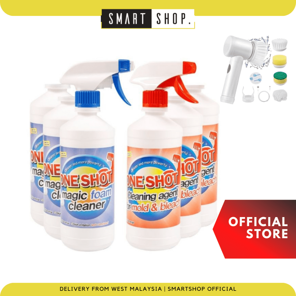 One Shot Foam Cleaner Set (9 Bottles) - Eco-friendly with Spin Brush ...