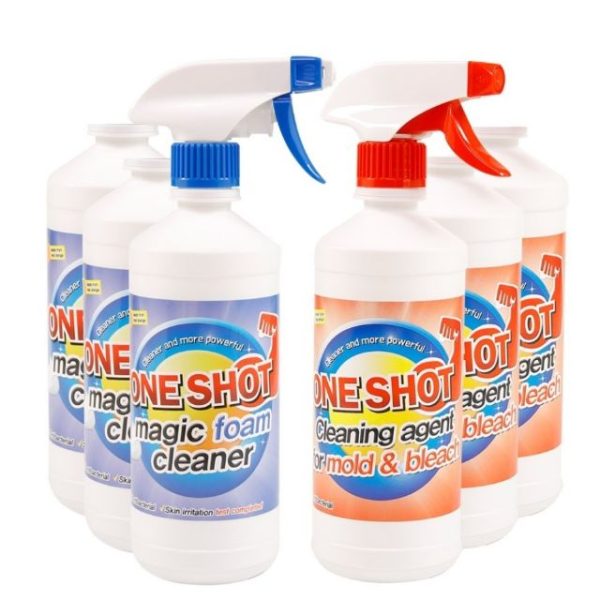 One Shot Foam Cleaner Set (9 Bottles) - Eco-friendly with Spin Brush ...